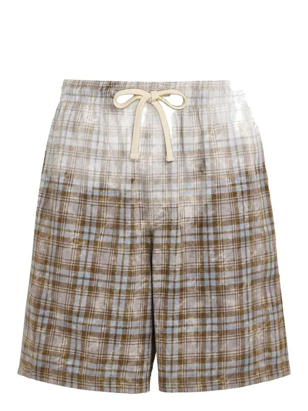 PICANTE Bleached Check Rocco Shorts - Blue