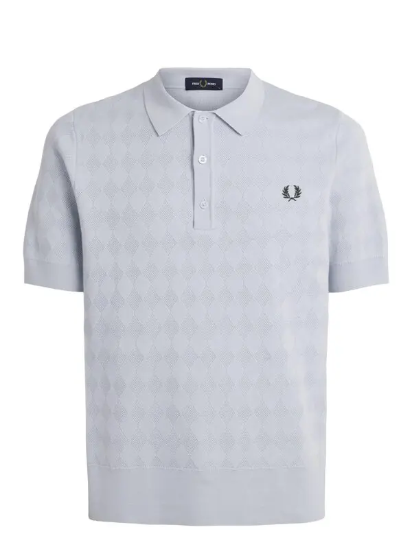 Fred Perry Cotton Pointelle Polo Shirt - Blue