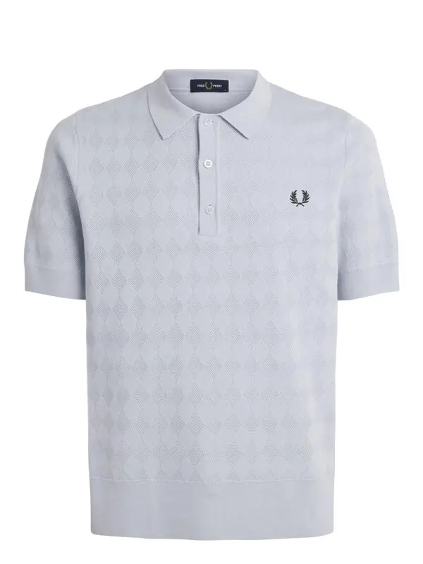 Fred Perry Cotton Pointelle Polo Shirt - Blue