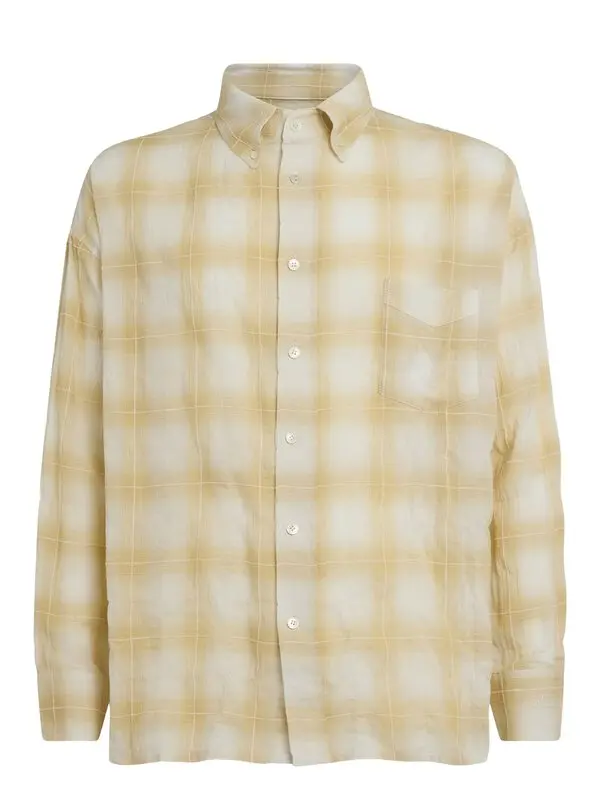 PICANTE Cotton Crinkle Check Rocco Shirt - Beige