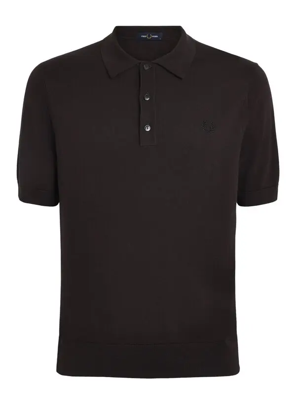 Fred Perry Cotton Knitted Polo Shirt - Brown
