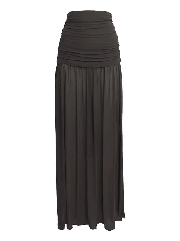 MORE NOIR Crepe Nova Maxi Skirt - Brown