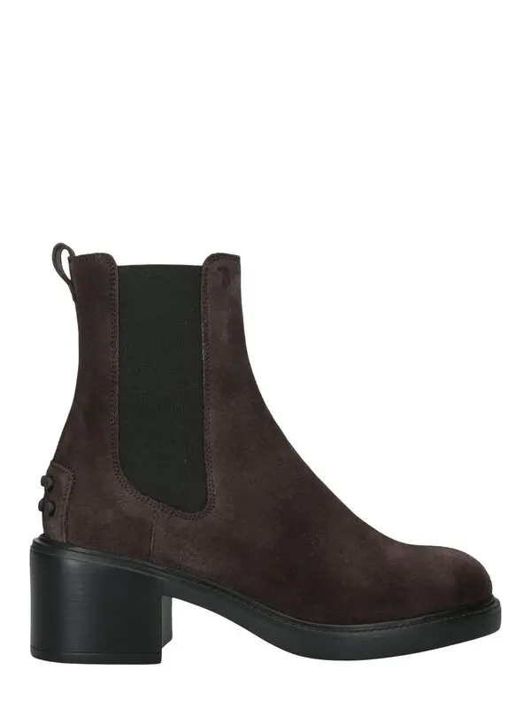 TOD'S Suede Chelsea Boots With Gommino Studs - Brown