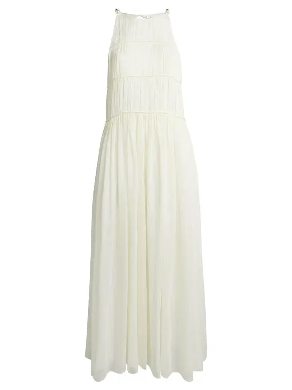 MORE NOIR Cotton-silk Ruched Morgan Midi Dress - Ivory
