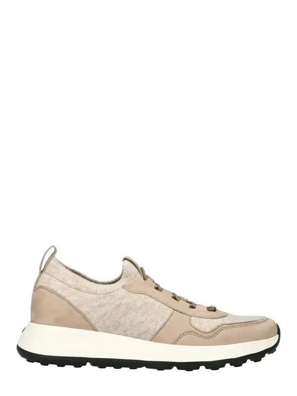 TOD'S Suede-knit Red Dot Sneakers - Beige