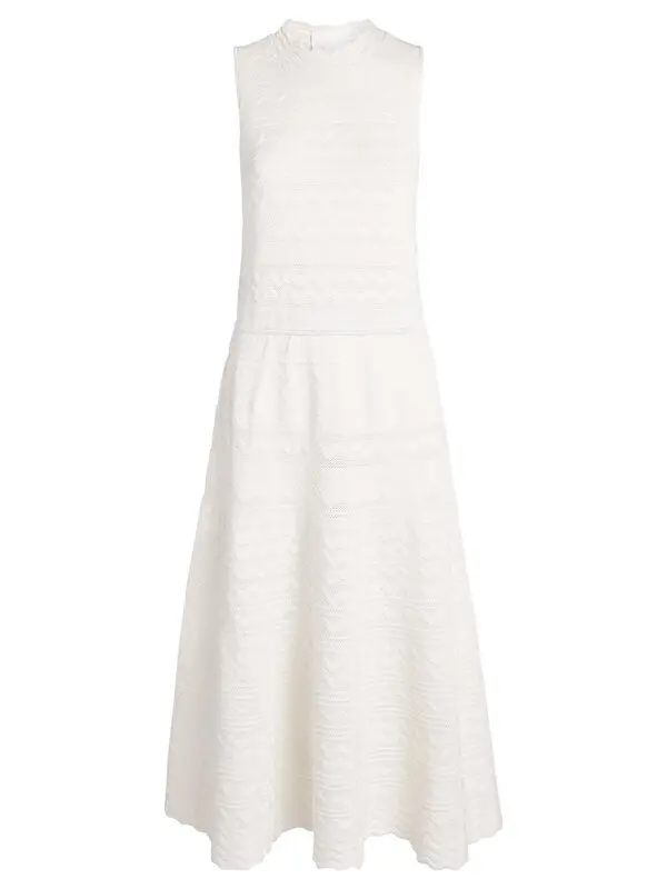 Molli Zig-zag Weave Midi Dress - White