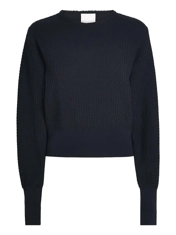 Molli Virgin Wool-blend Wicker-stitch Crew Neck Sweater - Black