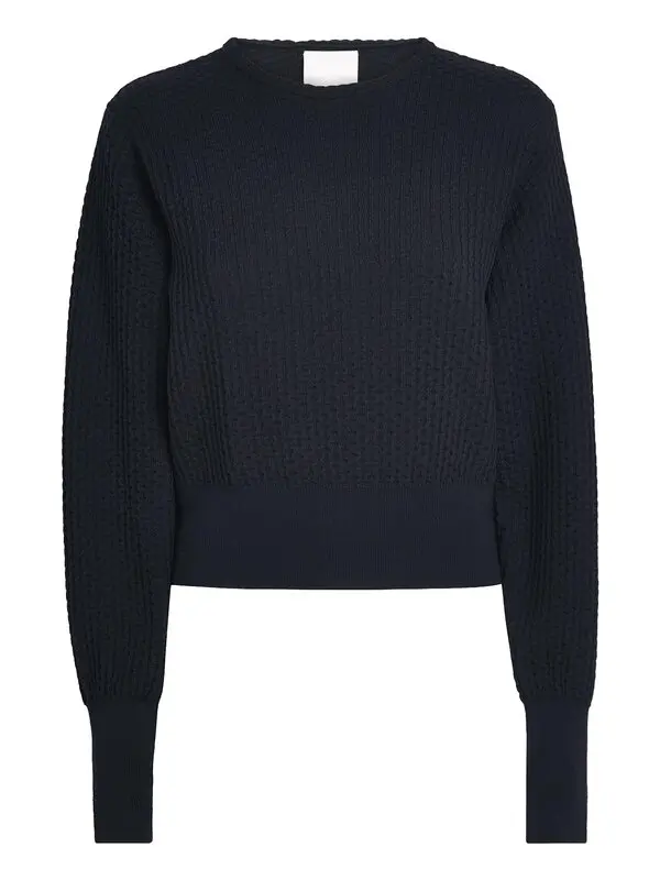 Molli Virgin Wool-blend Wicker-stitch Crew Neck Sweater - Black