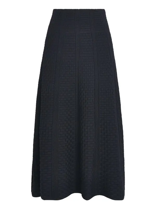 Molli Virgin Wool-blend Basket-weave Midi Skirt - Black