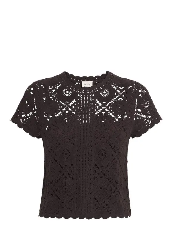 ME+EM Framed Crochet T-shirt - Brown