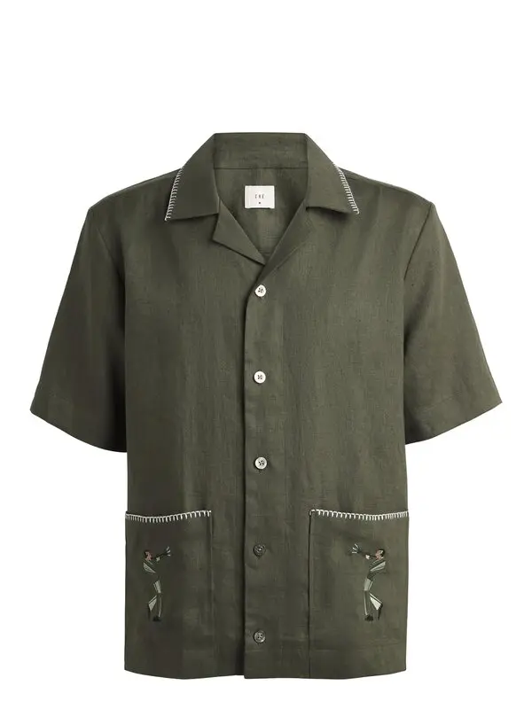 CHE Linen Trompette Embroidered Shirt - Green