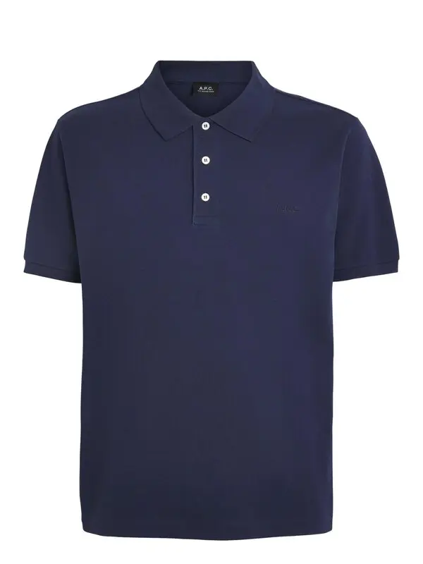 A.p.c. Cotton Logo Polo Shirt - Navy
