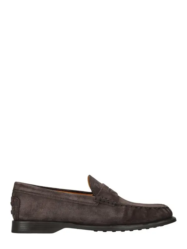TOD'S Suede Arricciato Gomma Loafers - Brown