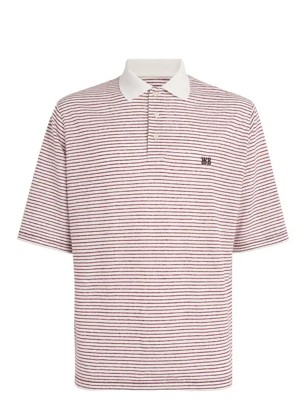 WALES BONNER Linen-cotton Stripe Bask Polo Shirt - Ivory