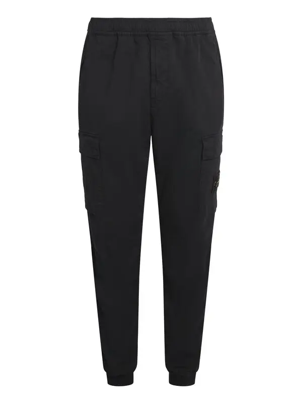 Stone Island Stretch Cotton-wool Cargo Trousers - Black