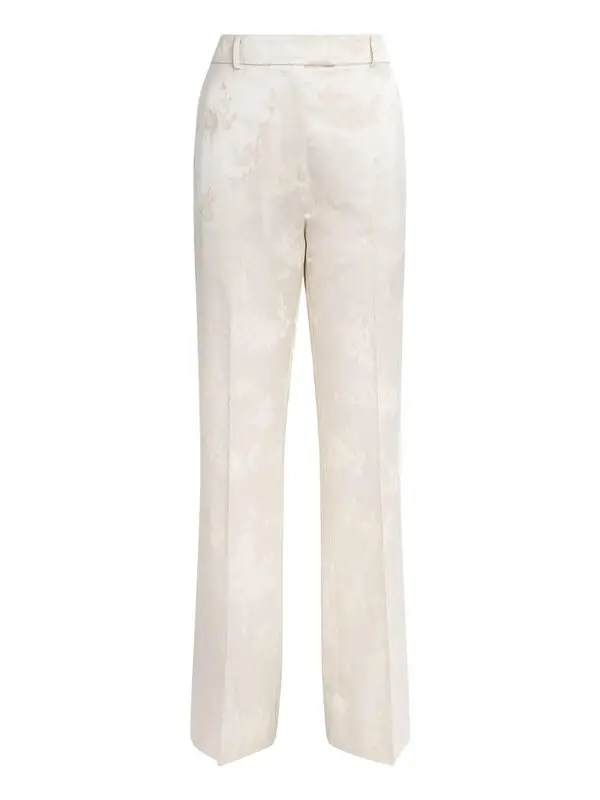 GANNI Satin Floral Tailored Trousers - Ivory