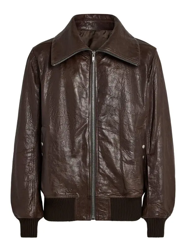 Rick Owens Dracuflight Leather Bomber Jacket - Grey