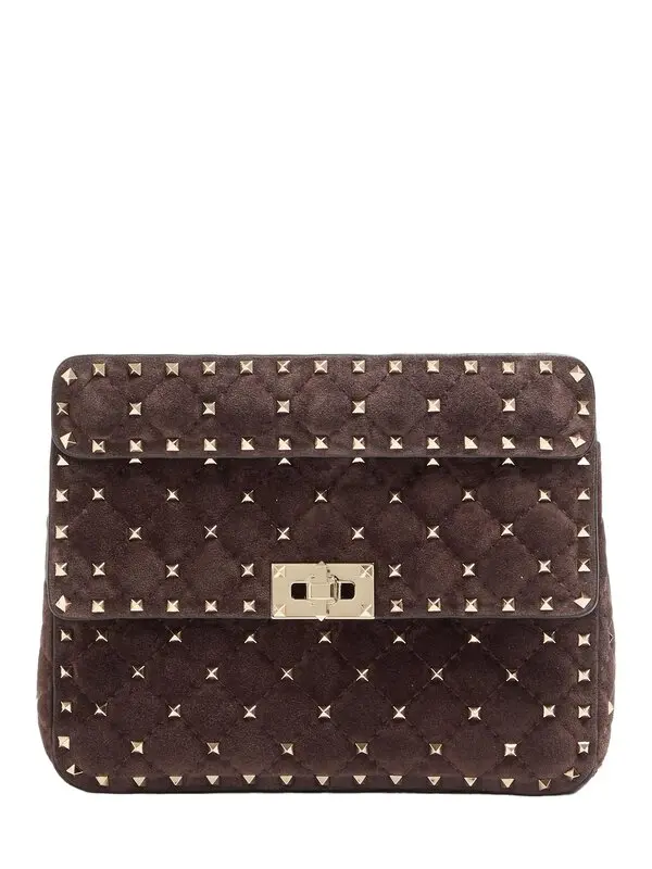 Valentino Garavani Medium Rockstud Spike Quilted Tote Handbag - Ebonybrown