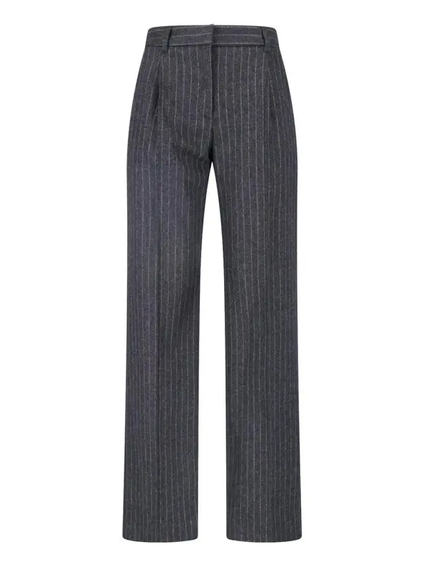 LARDINI Pinstripe Tailored Wide-leg Trousers - Grey