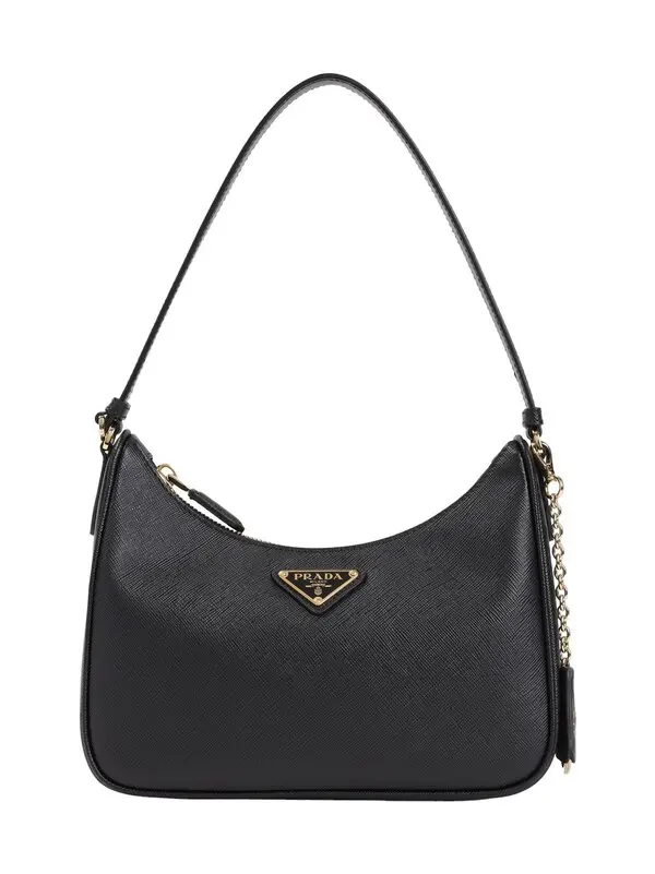 Prada Saffiano Leather Shoulder Handbag - Black