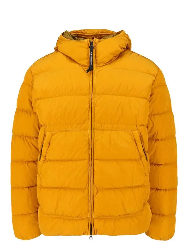 C.P. COMPANY Quilted Hooded Puffer Jacket - Orange