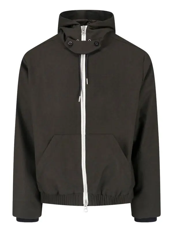 Sacai Wool-blend Knit Zip-up Hoodie With Cupro Lining - Green