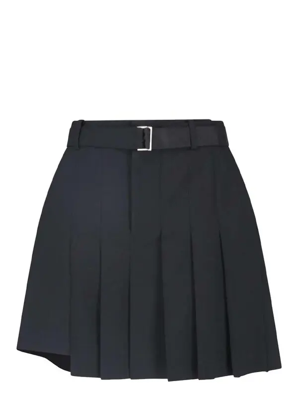 Sacai Pleated Mini Skirt With Belt - Black