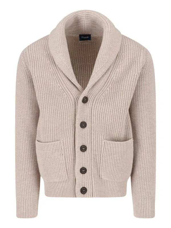 DRUMOHR Shawl Collar Knit Cardigan - Beige