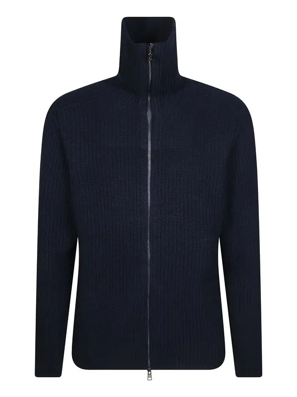Tagliatore Zip-up Wool Blend Sweater - Blu