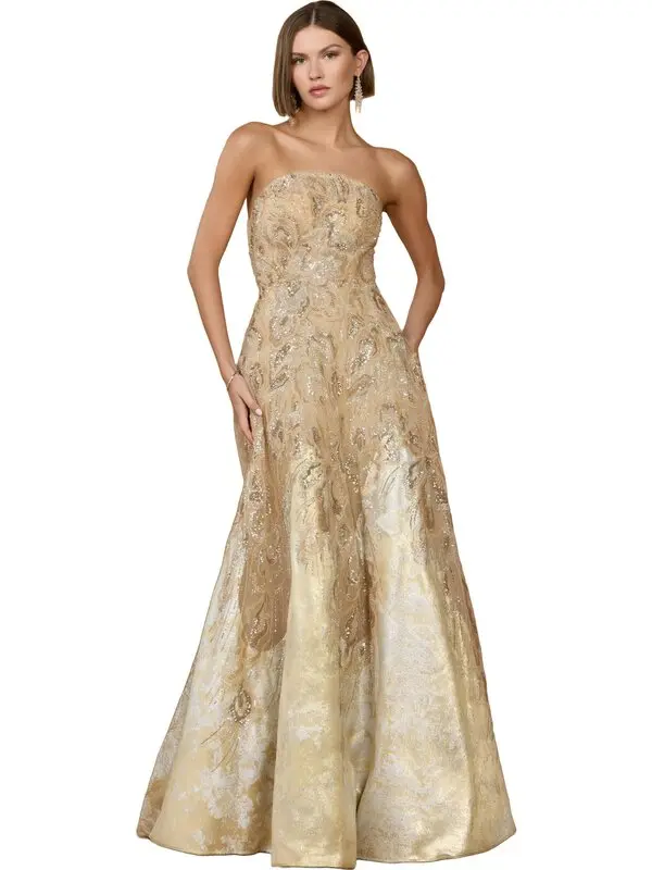 MAC DUGGAL COLLECTION Embellished Strapless Gown - Champagne
