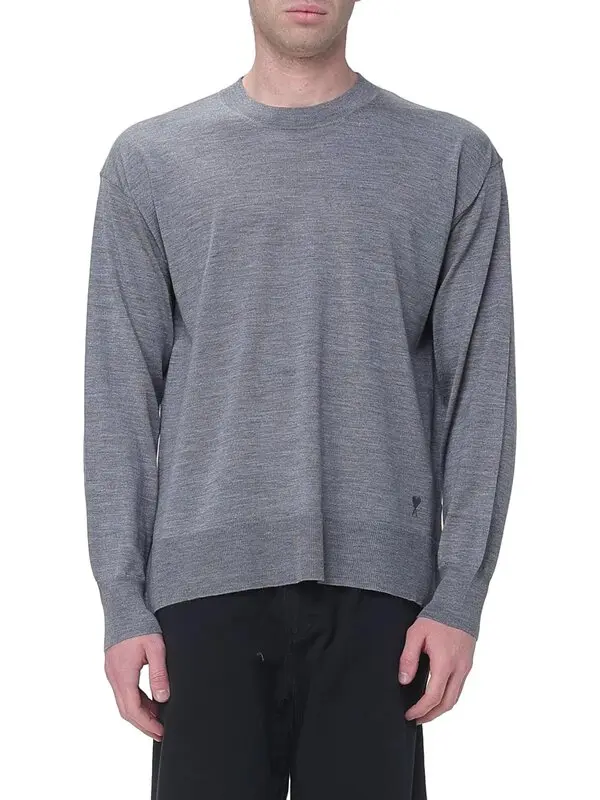 AMI Paris Cotton Crewneck Pullover - Grey