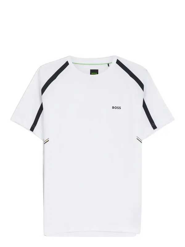 BOSS Active Slim-fit Stretch T-shirt With Contrast Inserts - White