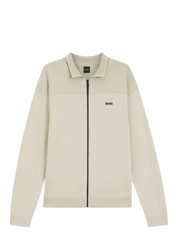 BOSS Zip Pipeline Cardigan With Graphic Pattern - Light Beige