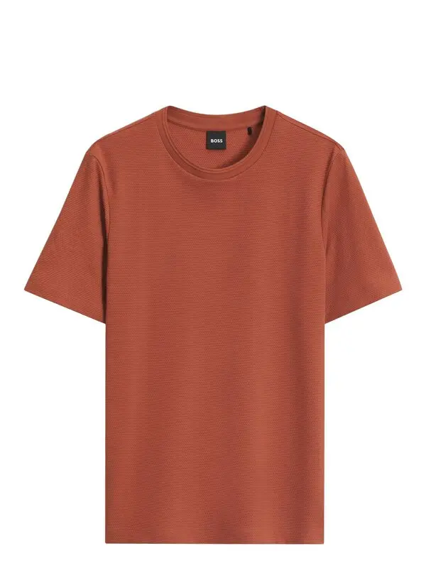 BOSS Bubble-jacquard Structure T-shirt In A Cotton Blend - Dark Red