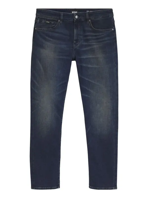 BOSS Slim-fit Dark-wash Stretch Cotton Blend Jeans - Dark Blue