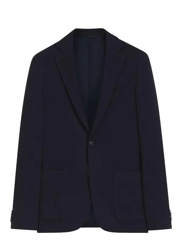 BOSS Slim-fit Blazer In Micro-patterned Stretch Jersey - Dark Blue