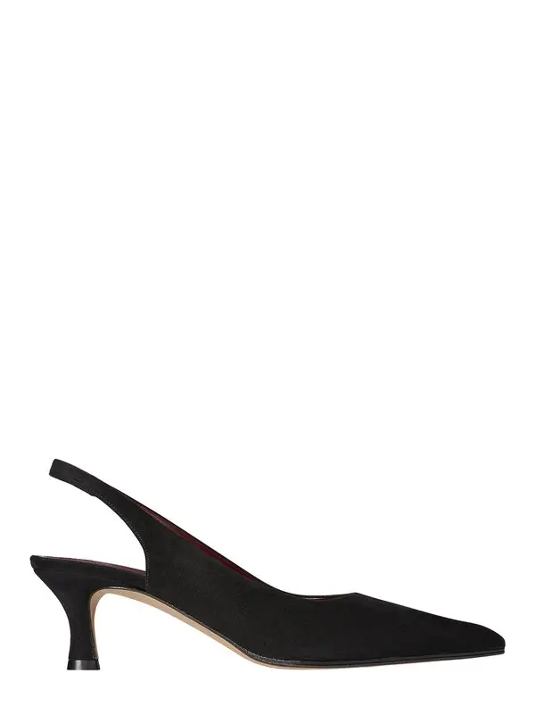 THE ROW Inez Suede Slingbacks - Black