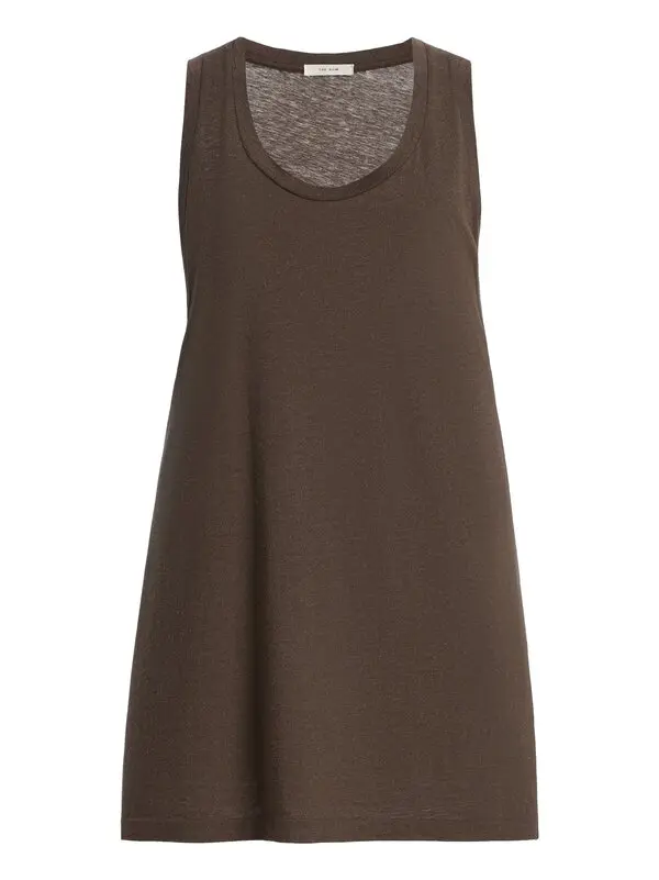 THE ROW Elana Cotton, Silk And Cashmere Tank Top - Grey