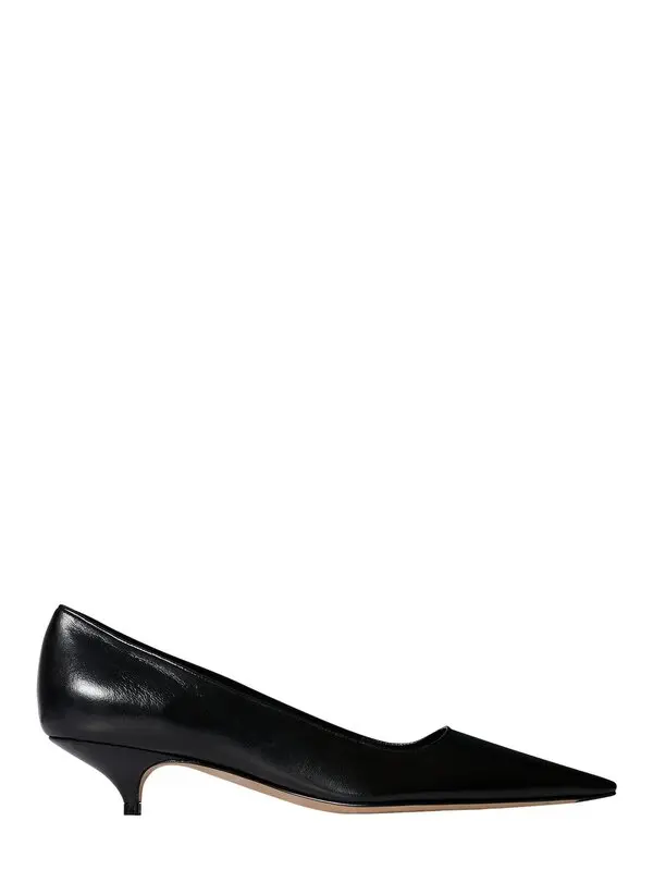 THE ROW Liisa Kitten Leather Pumps - Black