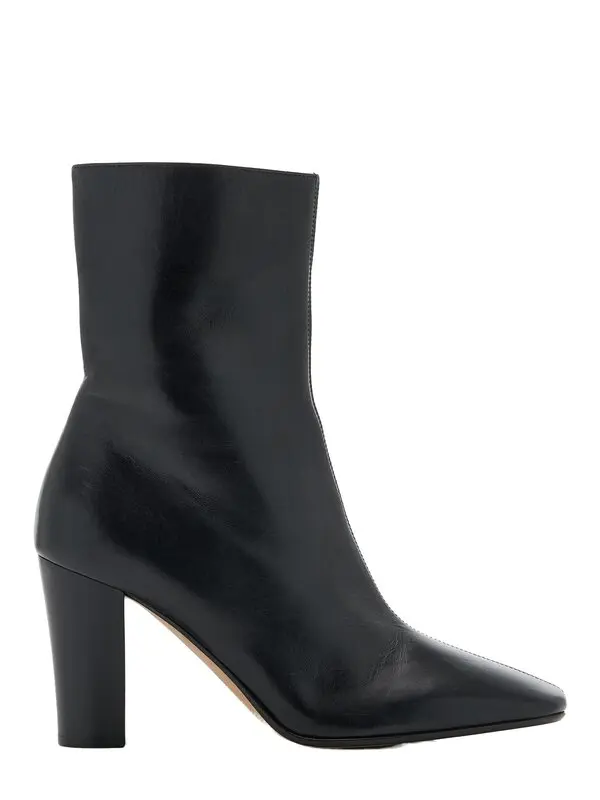 THE ROW Cindy Leather Ankle Boots - Black