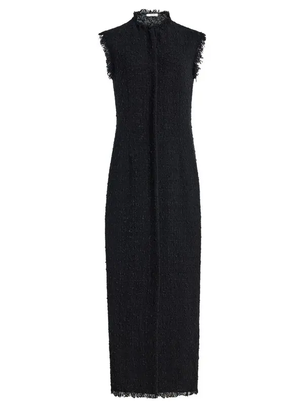 THE ROW Lana Cotton Tweed Maxi Dress - Navy