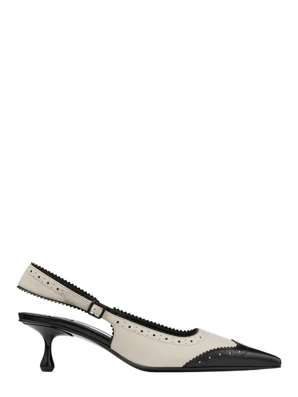 JIMMY CHOO Amel 50 Slingbacks With Brogue Detailing - Black/bone