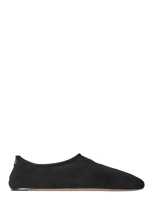 THE ROW Stellene Suede Slippers - Black