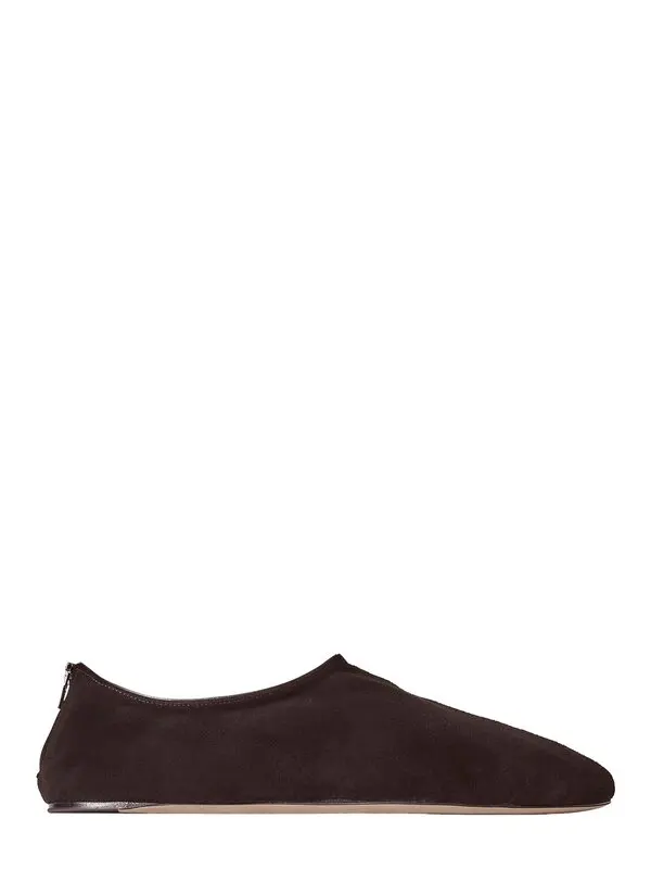 THE ROW Stellene Suede Slippers - Brown