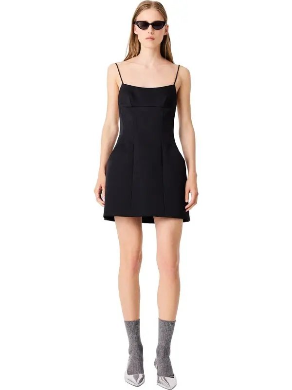 Maje Short Backless Satin Dress - Black