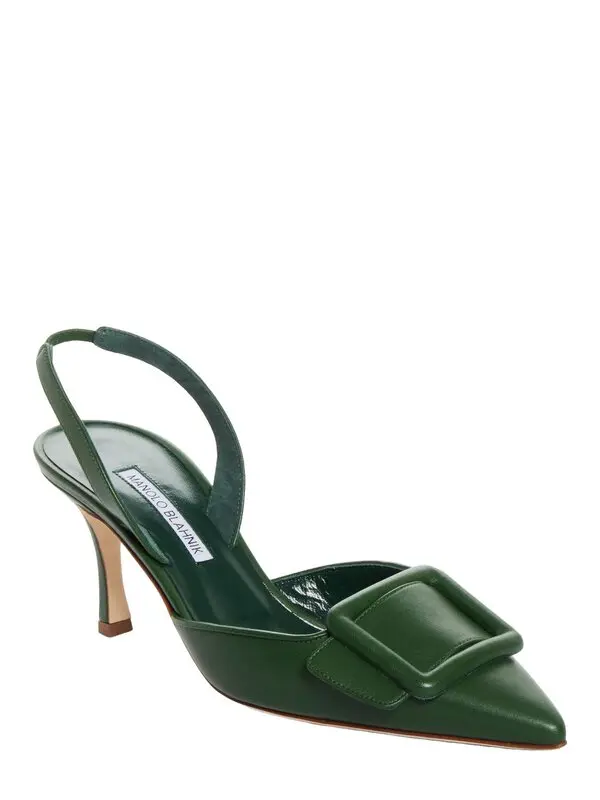 Manolo Blahnik Maysli Buckle Slingback Pump - Green