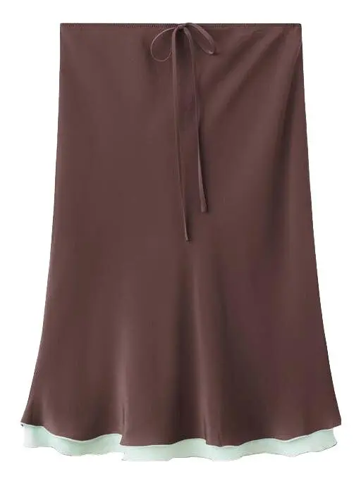 Mango Midi Skirt - Brown
