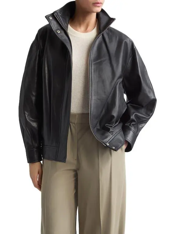 ARMA Paula Leather Bomber Jacket - Black