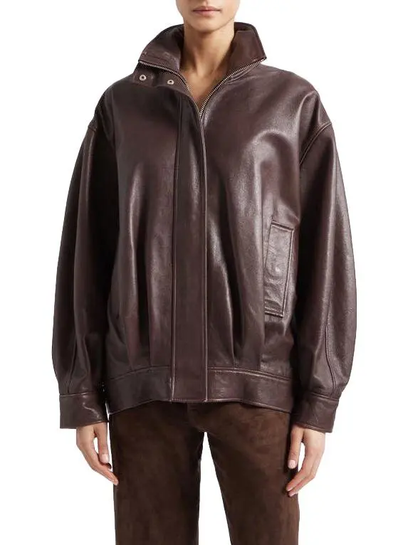 ARMA Paula Leather Bomber Jacket - Coffee Bean