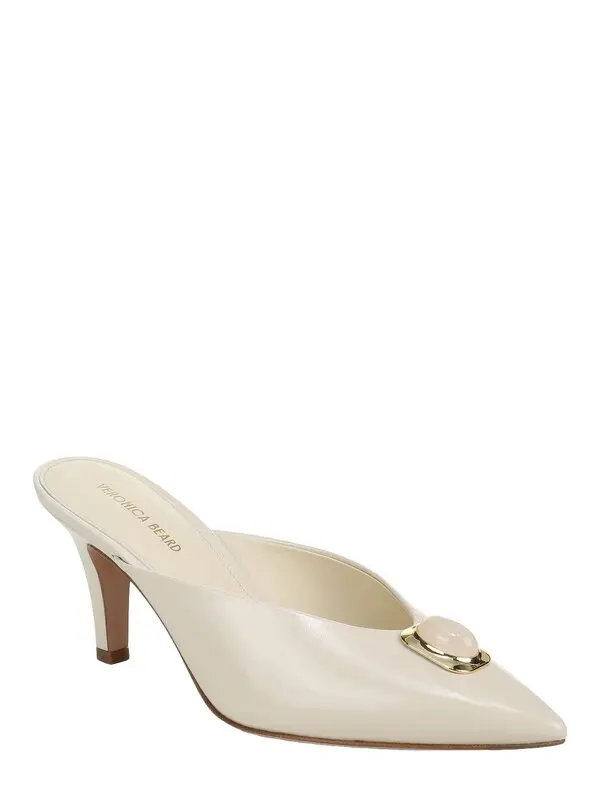 Veronica Beard Cabochon Leather Pointed Toe Mule - Limestone